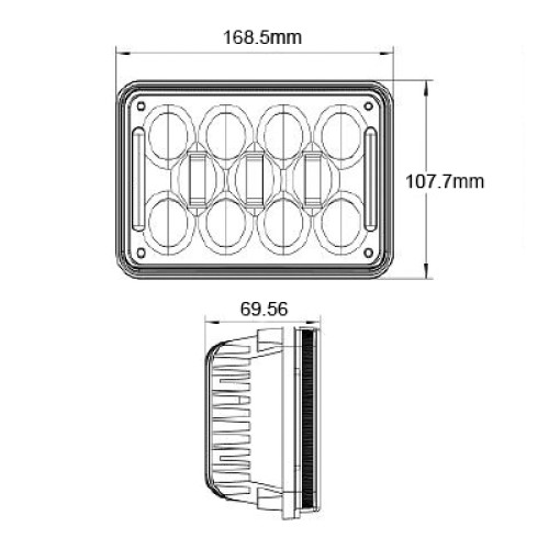 PRO Series - 4x6" LED Headlight with DRL. 60W L2000lm, H3500lm ...